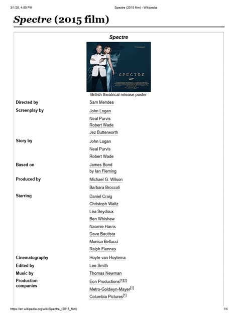 Spectre 2015 Film Wikipedia Pdf James Bond