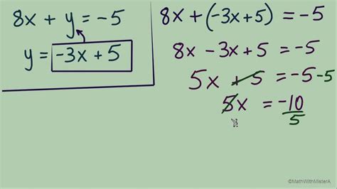 Solving Systems Of Linear Equations By Substitution Substituting For Y