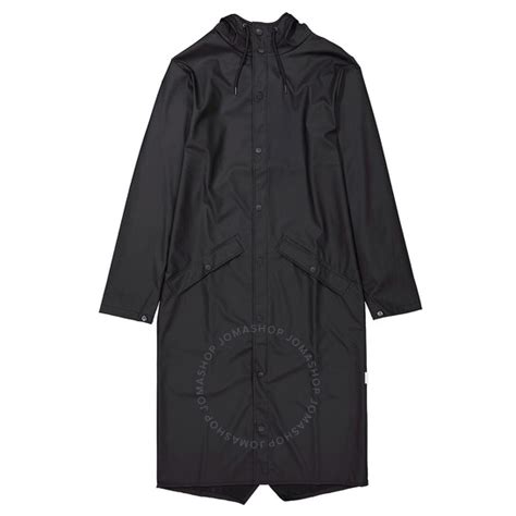 Rains Unisex Black Longer Lightweight Hooded Jacket Size Xx Small 1836