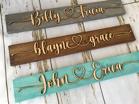 Custom Couple Name Sign Personalized Wedding T Wooden Name Sign