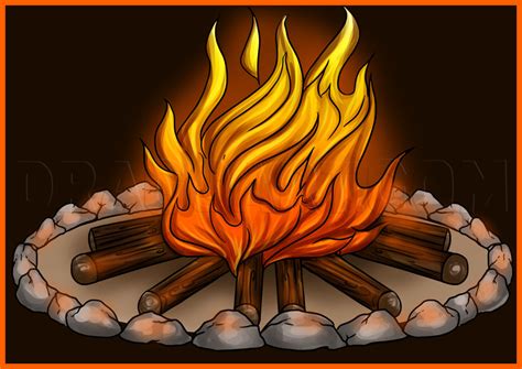How To Draw A Campfire Drawing Step By Step By Dawn Dragoart