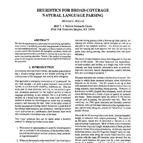 Heuristics For Broad Coverage Natural Language Parsing Acl Anthology