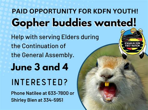 Gopher Buddies Wanted Kwanlin Dün First Nation