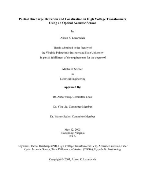 Pdf Partial Discharge Detection And Localization In High Voltage