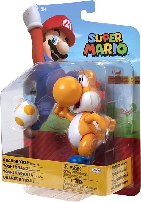Super Mario Yoshi Laranja Action Figure Oficial Shoptoys Brinquedos E
