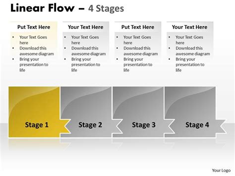 Linear Flow Stages Graphics Presentation Background For PowerPoint PPT Designs