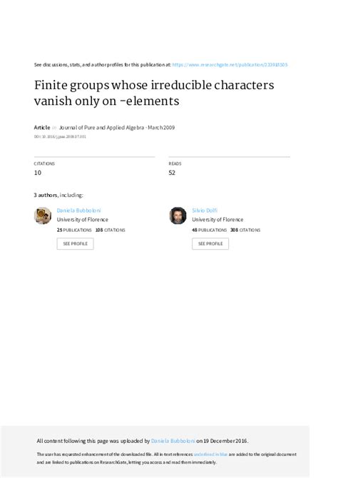 Pdf Finite Groups Whose Irreducible Characters Vanish On At Most