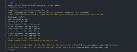Azure Static Webapp Step Fails With Upload Timeout Error · Issue 853 · Azurestatic Web Apps