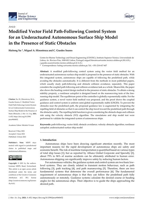 Pdf Modified Vector Field Path Following Control System For An Underactuated Autonomous