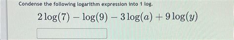 Solved Condense The Following Logarithm Expression Into 1