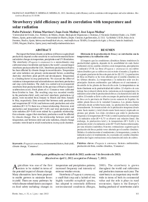 Pdf Strawberry Yield Efficiency And Its Correlation With Temperature