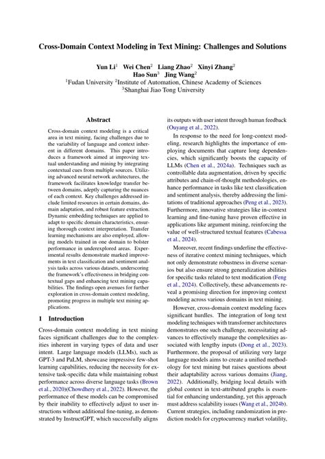Pdf Cross Domain Context Modeling In Text Mining Challenges And Solutions