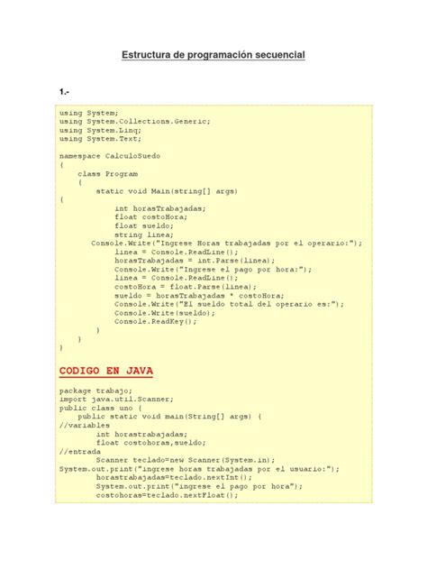 Ejercicios En Java Pdf Java Lenguaje De Programación Notación
