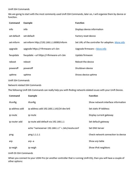 Unifi Ssh Commands Pdf Ip Address Booting