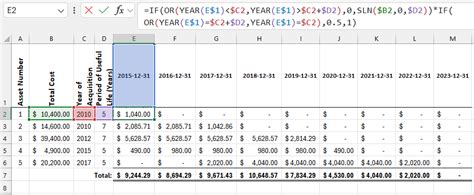 straight line and declining balance depreciation in excel