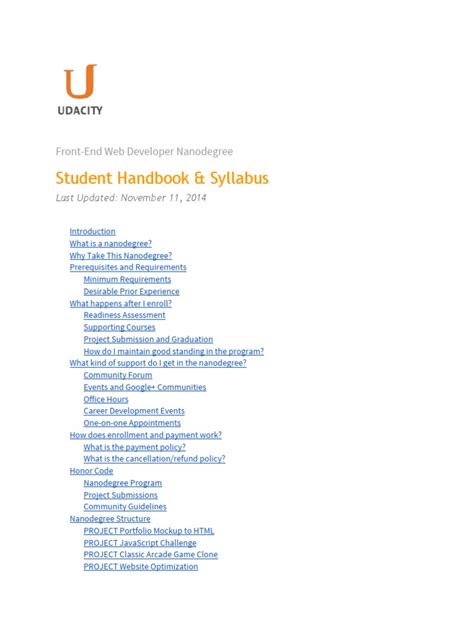 Student Handbook Pdf Java Script Websites