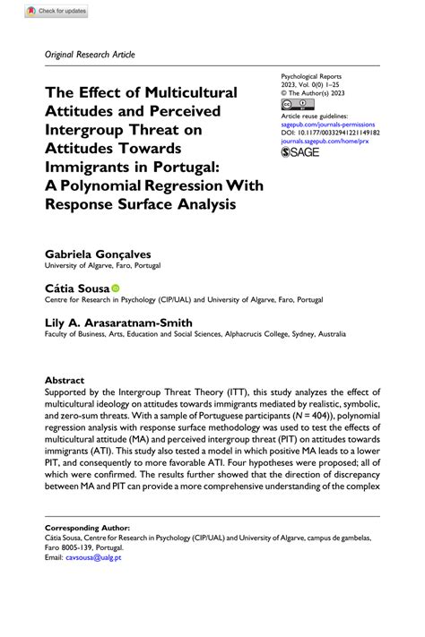 Pdf The Effect Of Multicultural Attitudes And Perceived Intergroup Threat On Attitudes Towards