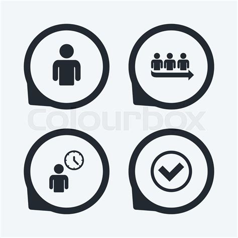 Queue Icon Person Waiting Sign Check And Time Stock Vector Colourbox