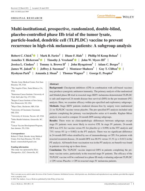Pdf Multi‐institutional Prospective Randomized Double‐blind Placebo‐controlled Phase Iib