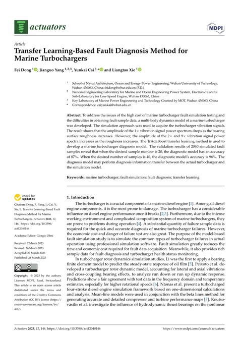Pdf Transfer Learning Based Fault Diagnosis Method For Marine Turbochargers