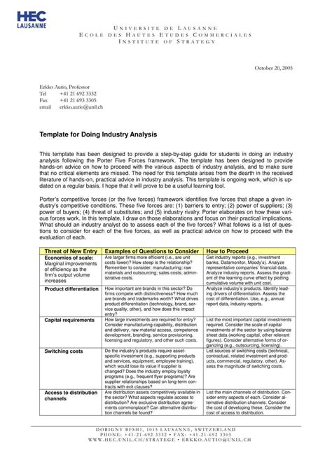 Company Analysis Report Template