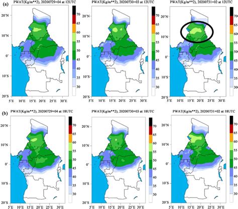 Precipitable Water At 12 Utc A And 18 Utc B Download Scientific