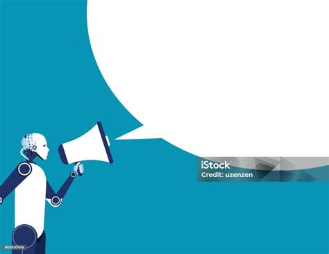 로봇에 확성기 소리입니다 컨셉 비즈니스 벡터 일러스트입니다 로봇에 대한 스톡 벡터 아트 및 기타 이미지 로봇 휴대용 마이크