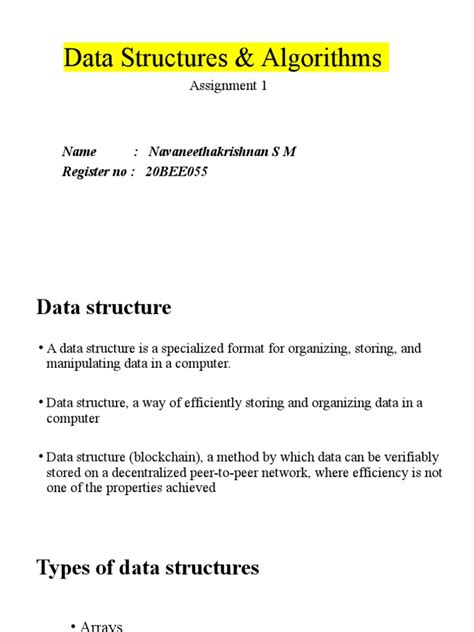 Data Structures And Algorithms Assignment 1 Download Free Pdf Table