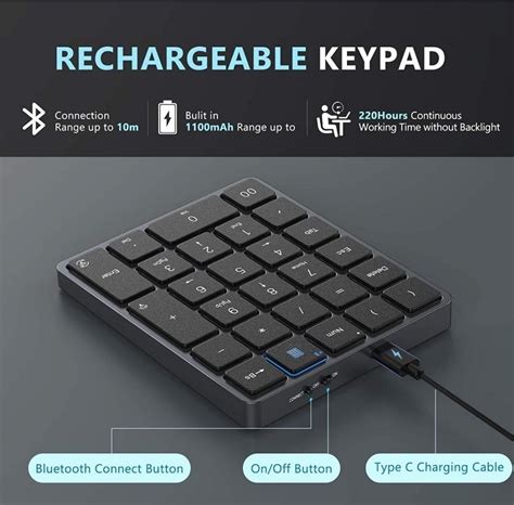 bluetooth backlit numeric keypad jelly comb wireless rechargeable