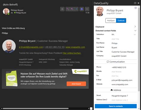 Grabbing An E Mail Signature And Creating A Contact