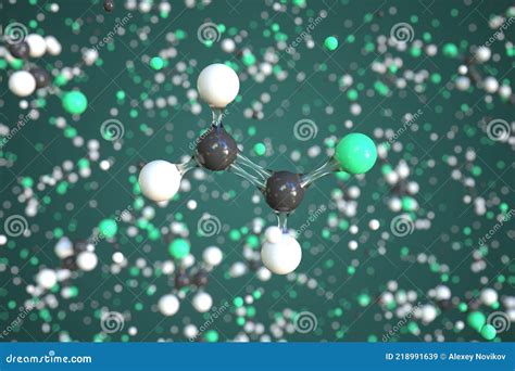Vinyl Fluoride Molecule Made With Balls Conceptual Molecular Model Chemical 3d Rendering Stock