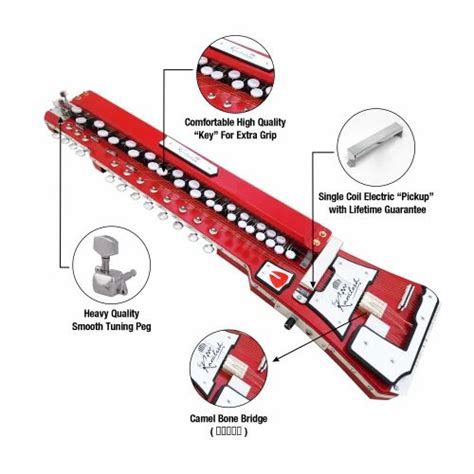 The Kamlesh Banjo Bulbul Tarang Benjo With Protective Bag 29 Keys 14 Strings Red At Rs