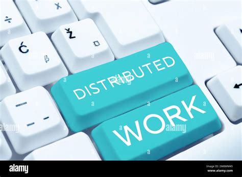 Hand Writing Sign Distributed Work Business Idea Practiced By