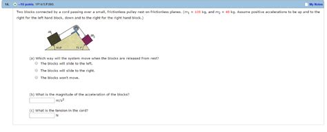 Solved Two Blocks Connected By A Cord Passing Over A Small