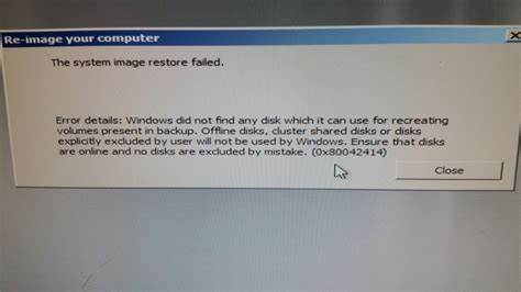 0x80042414 при восстановлении образа Windows решение