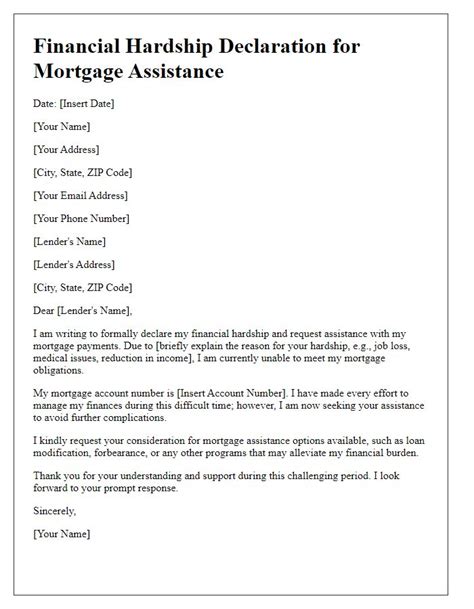 Letter Template For Financial Hardship Declaration Free Samples In Pdf Letterin