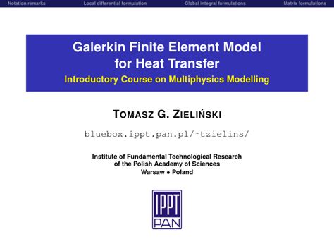[ppt] Galerkin Finite Element Model For Heat Transfer Introductory