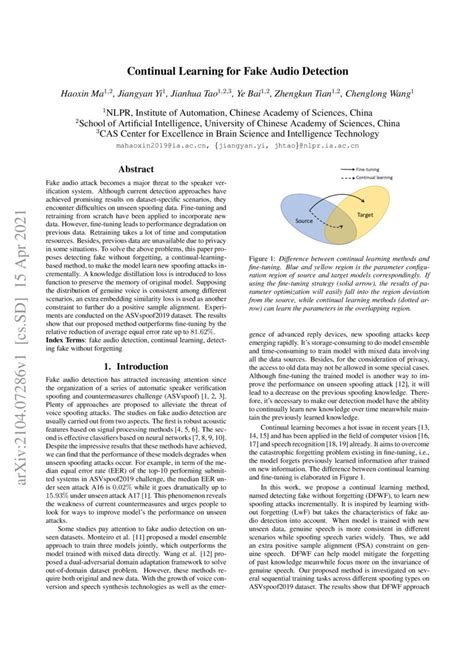 Continual Learning For Fake Audio Detection Deepai