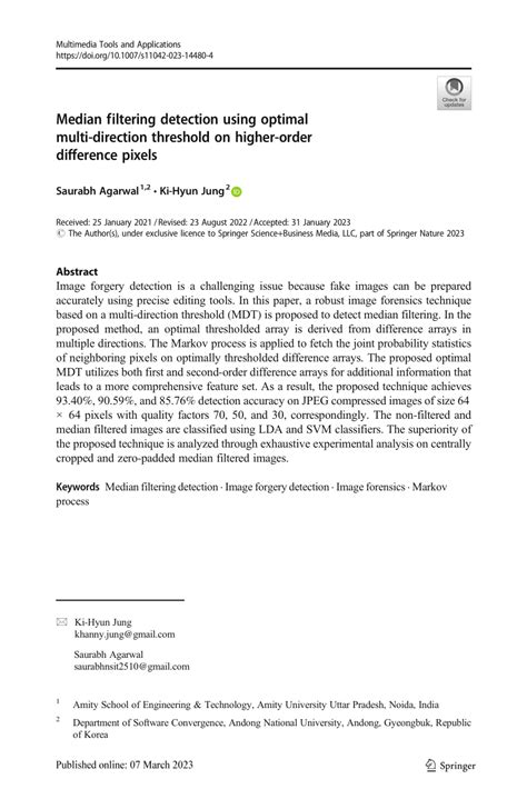 PDF Median Filtering Detection Using Optimal Multi Direction