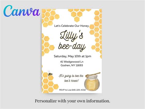 Bee Themed Birthday Invitation Bee Day Birthday Bee Day Birthday Inv