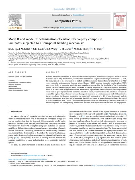 Pdf Mode Ii And Mode Iii Delamination Of Carbon Fiber Epoxy Composite Laminates Subjected To A