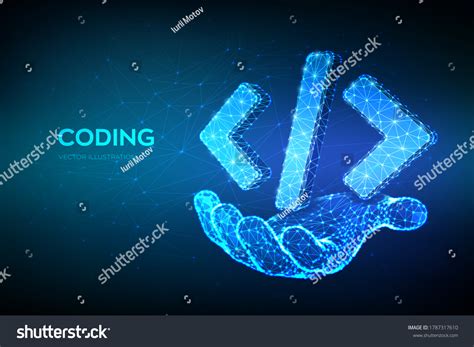 Programming Code Icon 3d Low Polygonal Stock Vector Royalty Free 1787317610 Shutterstock