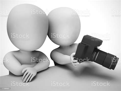 Dslr 카메라와 줌을 포함한 전문 장비와 사진 3d 일러스트 관광객에 대한 스톡 사진 및 기타 이미지 관광객 디지털 생성 이미지 디지털 일안 반사식 카메라 Istock