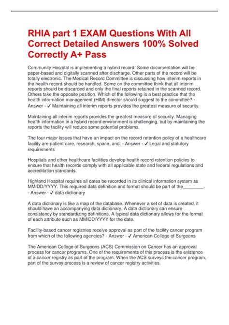 Rhia Part 1 Exam Questions With All Correct Detailed Answers 100 Solved Correctly A Pass