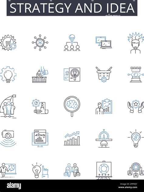 Strategy And Idea Line Icons Collection Purpose And Objective Vision