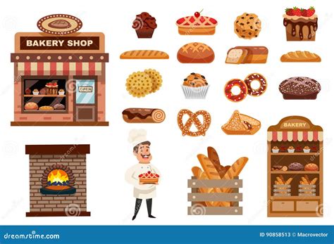 Bakery Icons Set Stock Vector Illustration Of Croissant 90858513