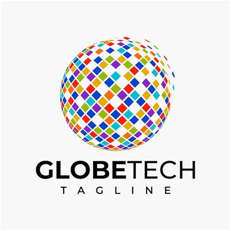 Premium Vector A Globe Tech Logo With A Colorful Ball In The Middle