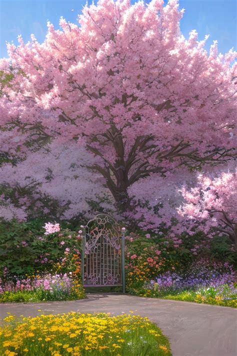 The Gate To The Sakura Garden Poster Zazzle Sakura Tree Beautiful Nature Cherry Blossom