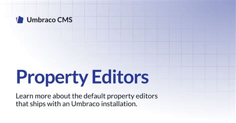 Property Editors Umbraco CMS