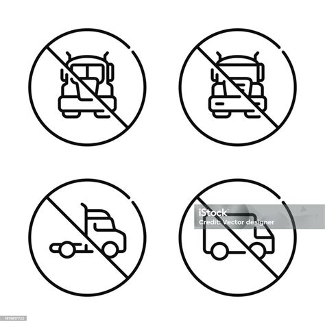 금지 트럭 기호 집합 벡터입니다 No Truck Sign Symbol Set Vector 트럭 기호 기호 세트 벡터 없음 0명에 대한 스톡 벡터 아트 및 기타 이미지
